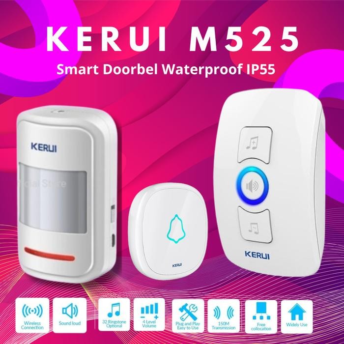 Jual KERUI Bel Pintu Rumah Sensor Gerak M525 Wireless Tanpa Kabel ...