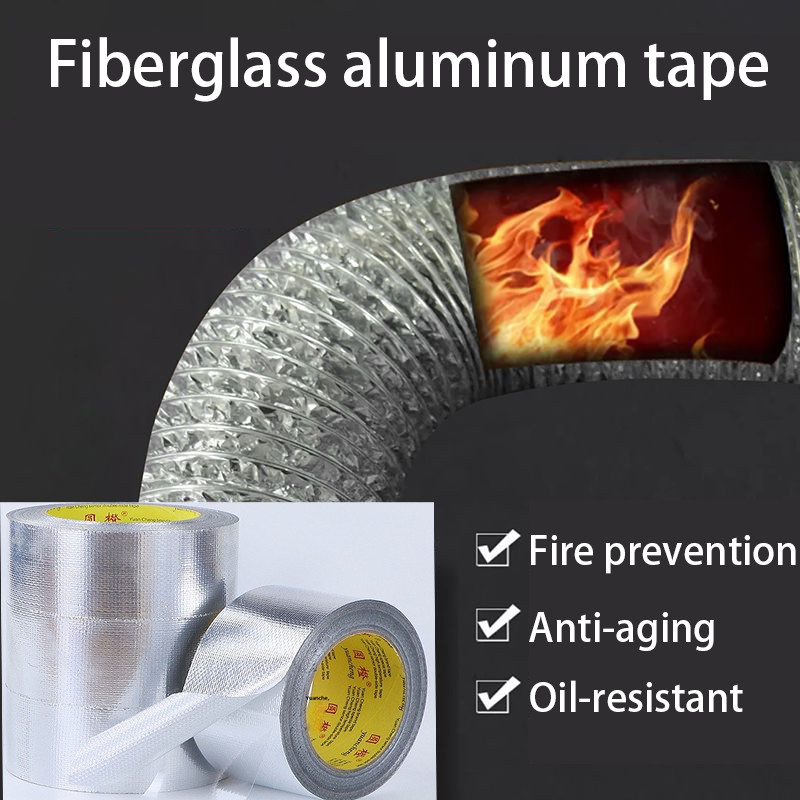 Jual 10M 20M Fiberglass Aluminum Foil Tape HVAC Heat Resistant Tape ...