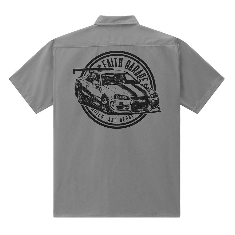 Jual Faith Industries " O`Connor Garage" Grey Workshirt | Shopee Indonesia