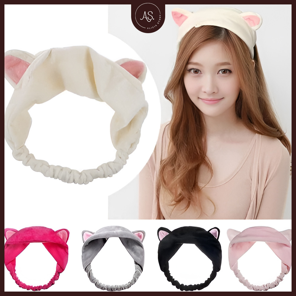 Jual AS Hair Band Kucing Band Bandana Cuci Muka Make Up Facial | Shopee ...