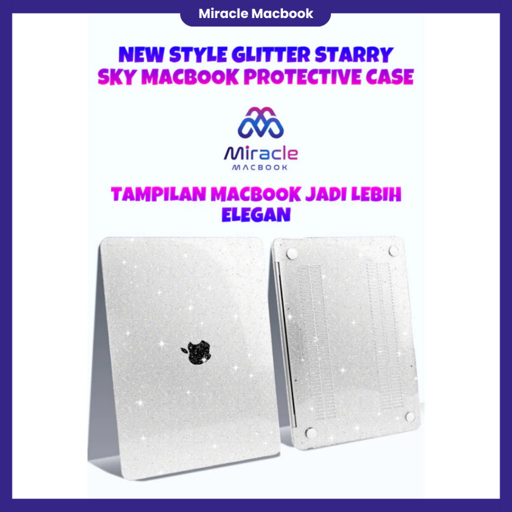 Jual MACBOOK Case GLITTER TRANSPARAN Bening dan WARNA BLACK NEW AIR PRO ...