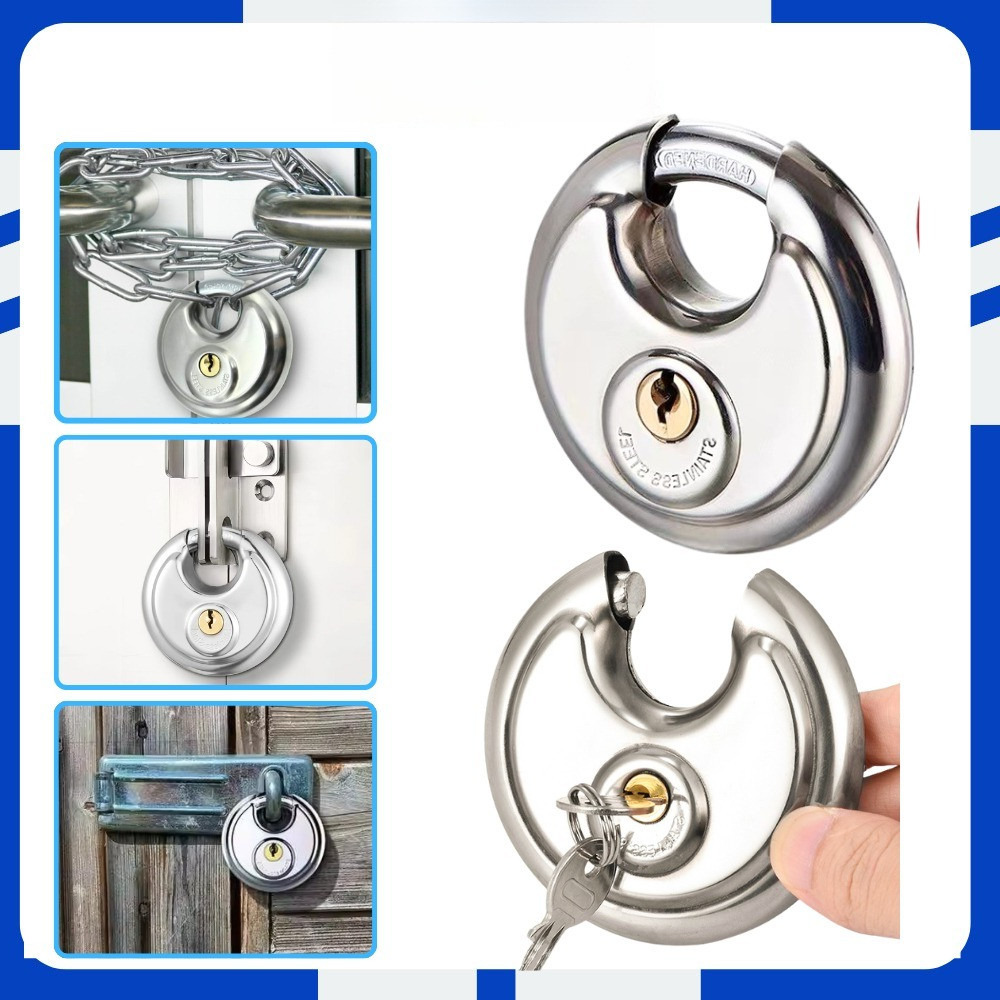 Jual Gembok Cakram Bulat Stainless Steel 70mm Anti Maling dengan 2 ...