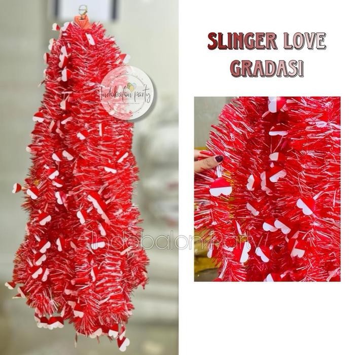 Jual 3352-7 Slinger Merah Putih Love Gradasi / Hiasan Dekorasi 17 ...