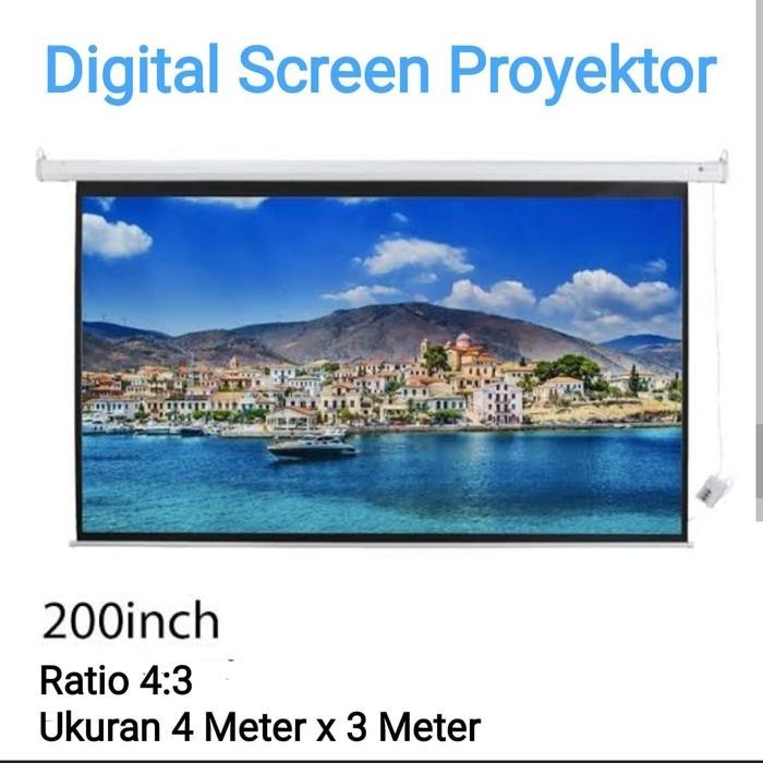 Jual Layar Proyektor Elektrik 200 Inch 4 x 3 Meter Screen Motorized ...