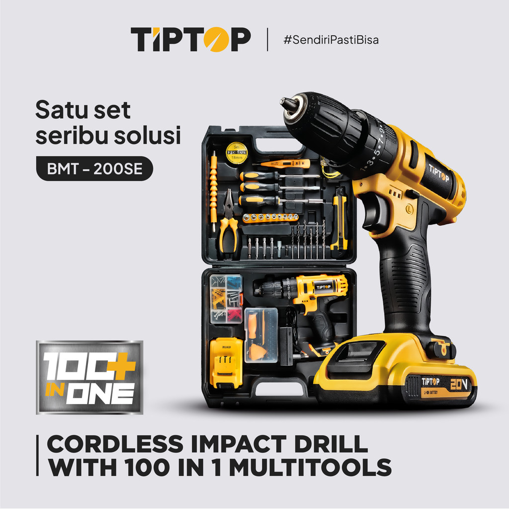 Jual TIP TOP BMT-200SE Cordless Screwdriver Drill 20V with 100 in 1 ...