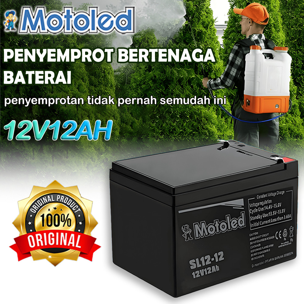 Jual MOTOLED ASLI Aki Sepeda Listrik Aki 12V 12AH （Kemasan tebal） Aki Semprotan Pertanian/ Aki ...