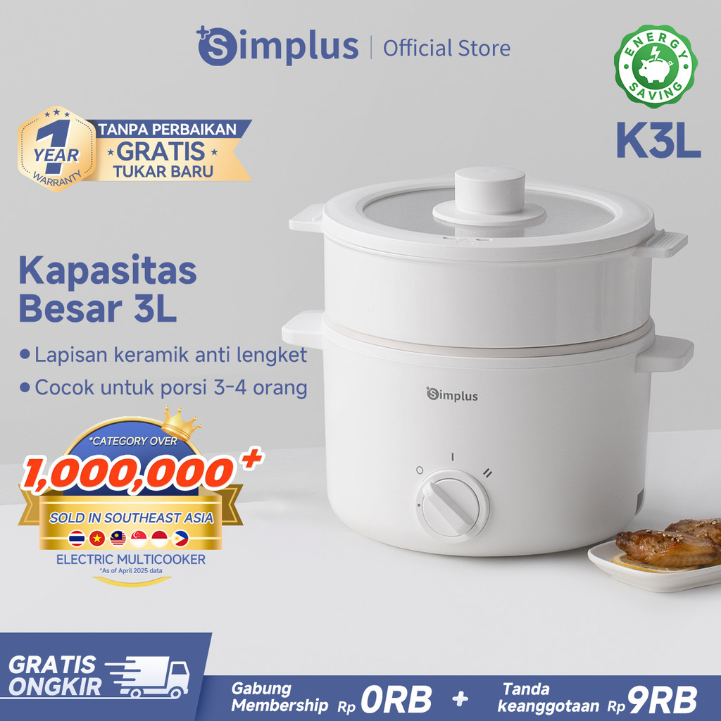 Jual Simplus Panci Listrik Multifungsi 3L Lapisan Keramik Anti Lengket ...