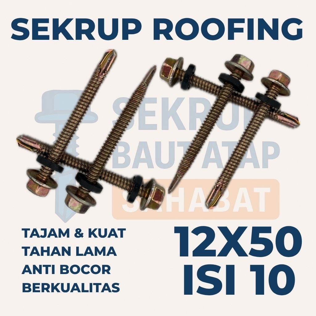 Jual SEKRUP ROOFING 5CM 12x50 (ISI 10 PCS)– Baut Atap Seng / Baut Roofing / Baut Baja Ringan ...