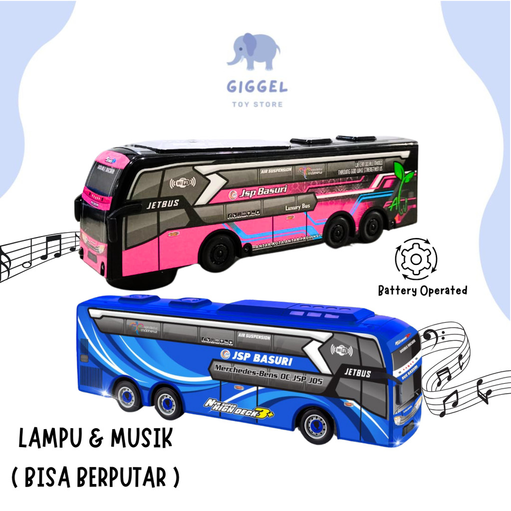 Jual [ Giggel ] Bus Basuri TELOLET bisa berputar Bump n Go / Mini bus ...