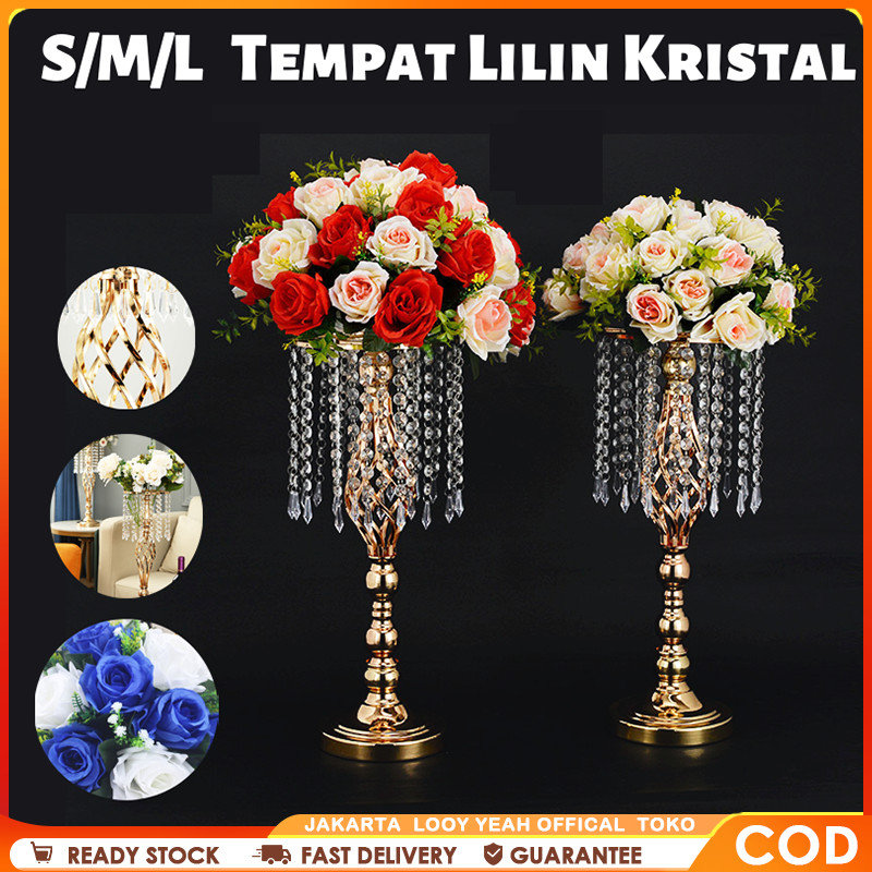 Jual 24 Gantungan Kristal Bunga Pernikahan Rak Mermaid Crystal Stand ...