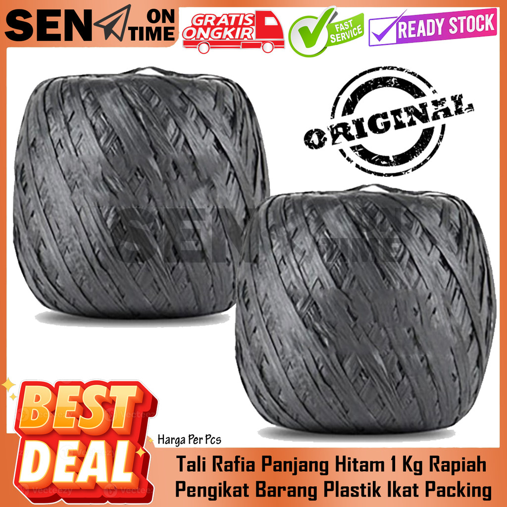 Jual Tali Rafia Panjang Hitam 1 Kg Plastik Tebal Kuat Roll Besar Rafiah ...