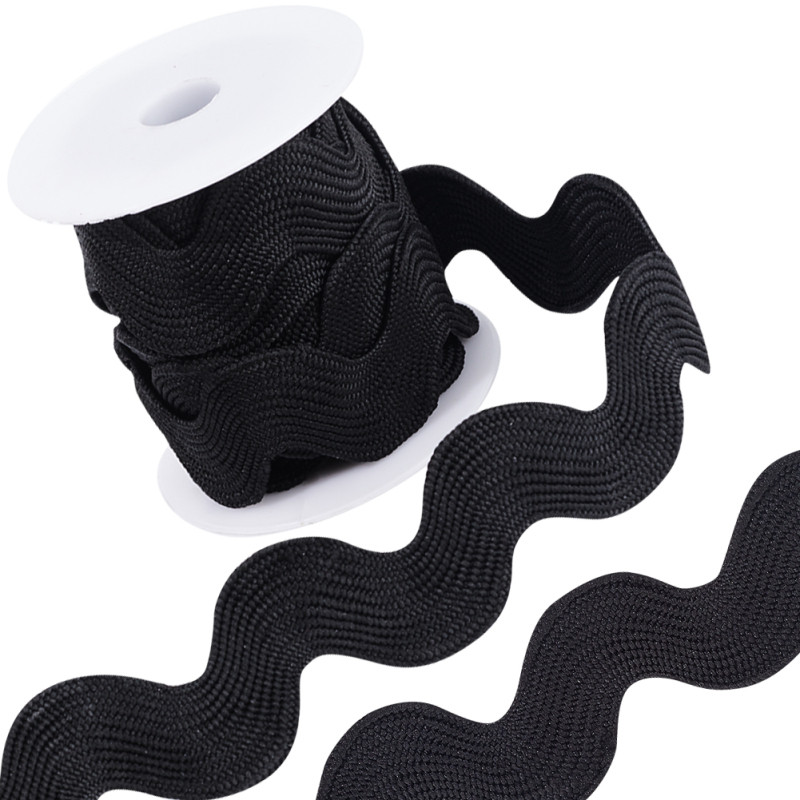 Jual 1 Roll RIC Rac Trim Ribbon Black Rick Rack Wave Sewing Bending ...