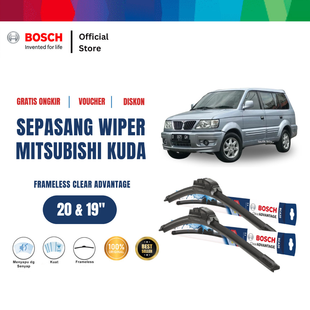 Jual Bosch Sepasang Wiper Mobil Mitsubishi Kuda Frameless Clear Advantage 20 dan 19 Inci ...