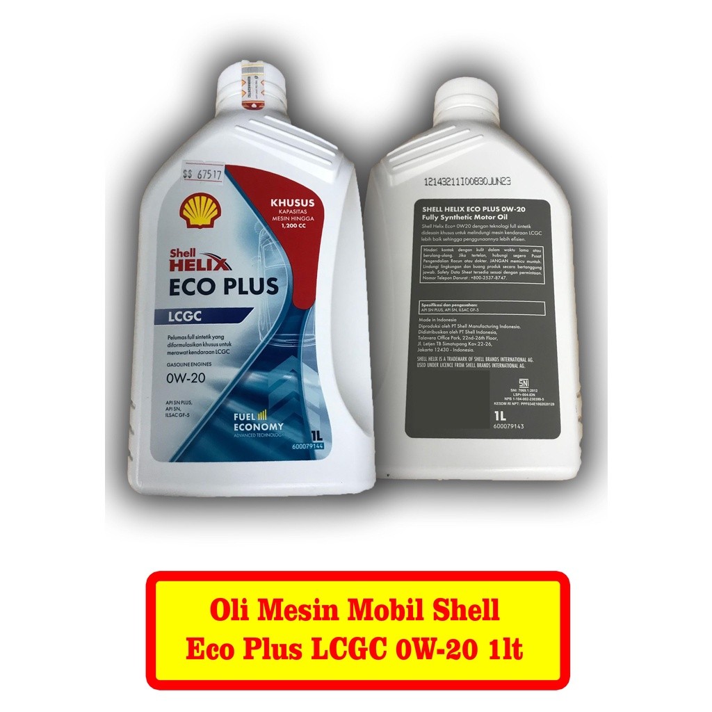 Jual Oli Mesin 1lt Shell Helix Eco Plus 0w20 0w-20 -67517-co | Shopee ...