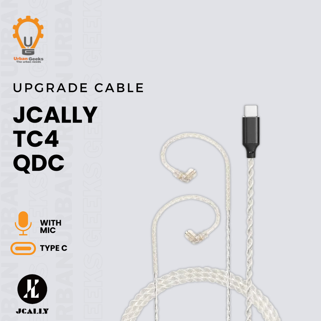 Jual JCALLY TC4 QDC Silver Type C Upgrade Cable | Kabel Earphone 4 Core OFC Silver-Plated dengan ...