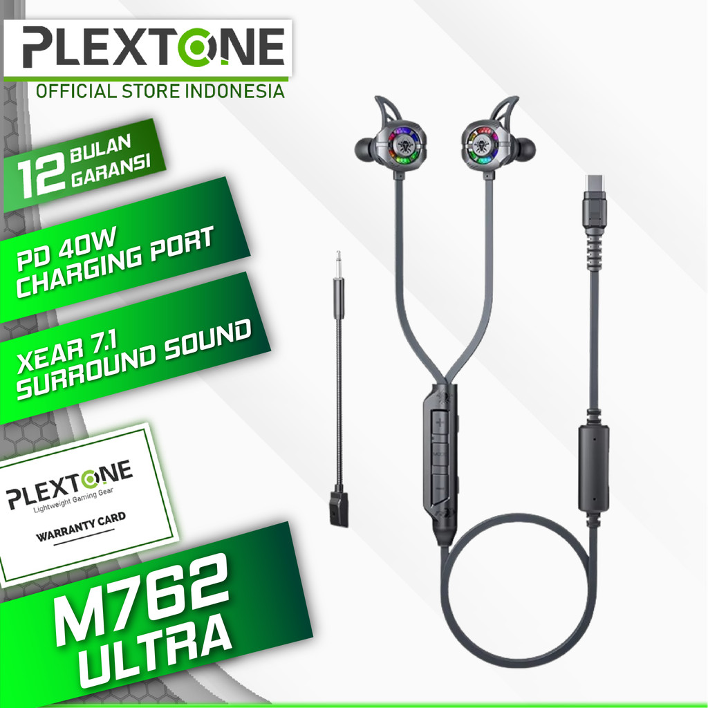Jual PLEXTONE M762 Ultra Gaming Earphone 7.1CH 3D Surround RGB In-Ear ...