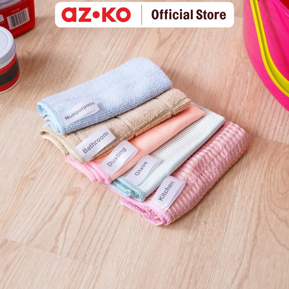 Jual AZKO Proclean Set 5 Pcs Kain Lap Dapur Microfiber Kain Serbet Pembersih Serbaguna Topo ...