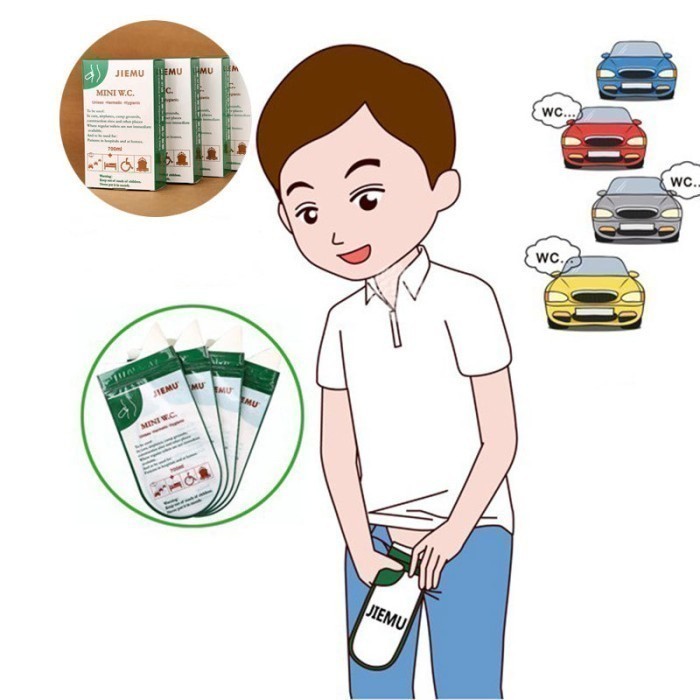 Jual [KCL] jiemu Mini WC Toilet Kantung pipis pispot Travel urinal bag ...