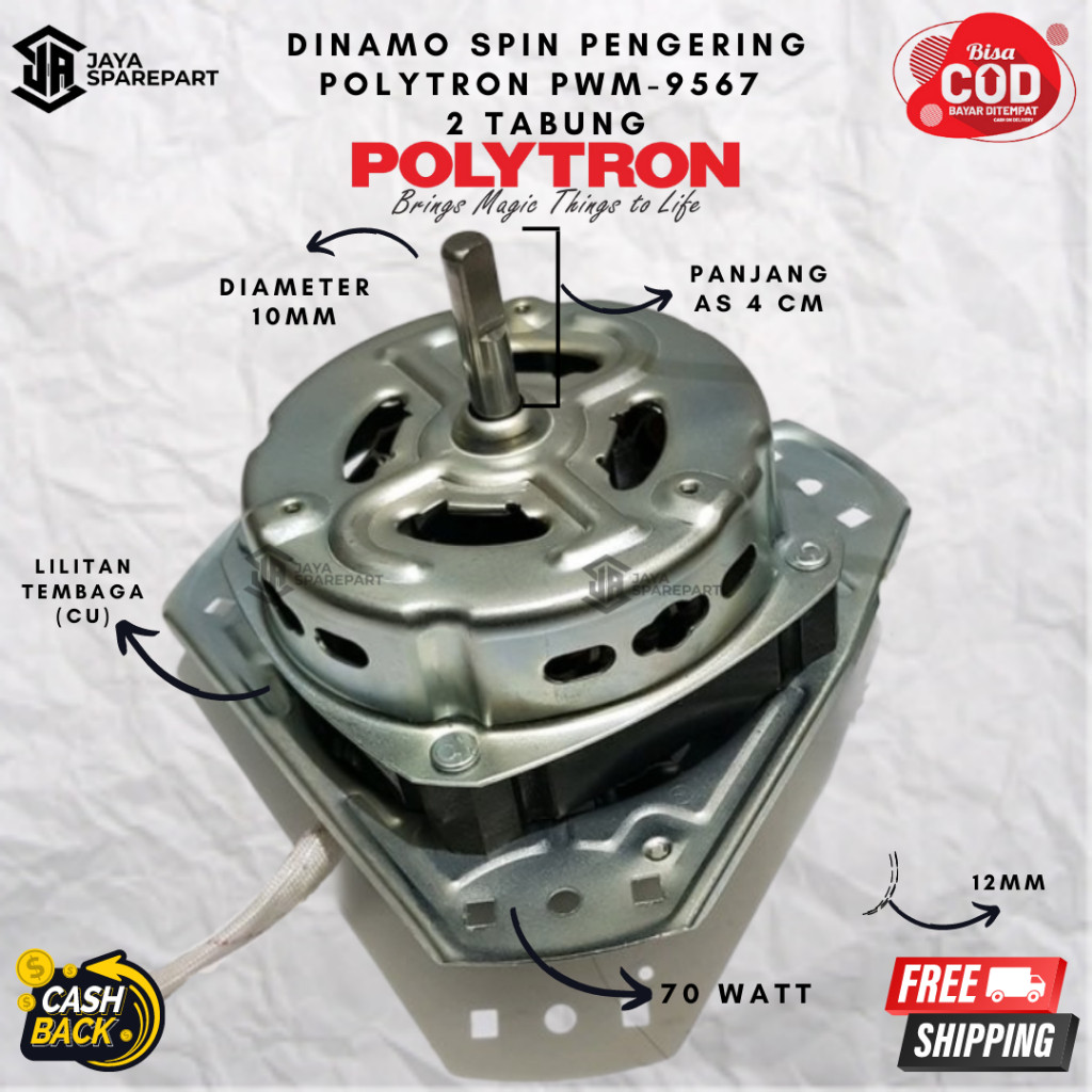 Jual DINAMO PENGERING POLYTRON PWM-9567 MESIN CUCI MANUAL 2 TABUNG | Shopee Indonesia