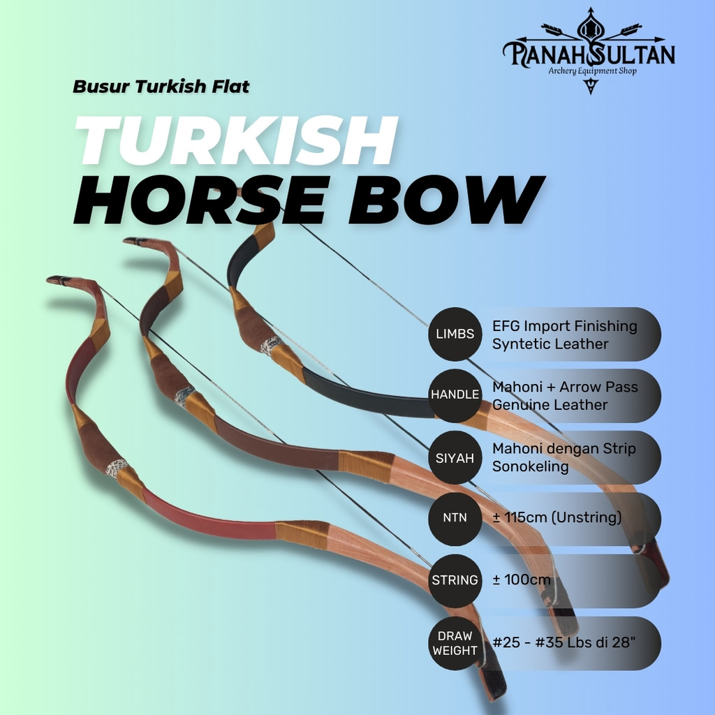 Jual busur horsebow turkish flat 25–35 lbs – panahan tradisional archery olahraga sunnah ...