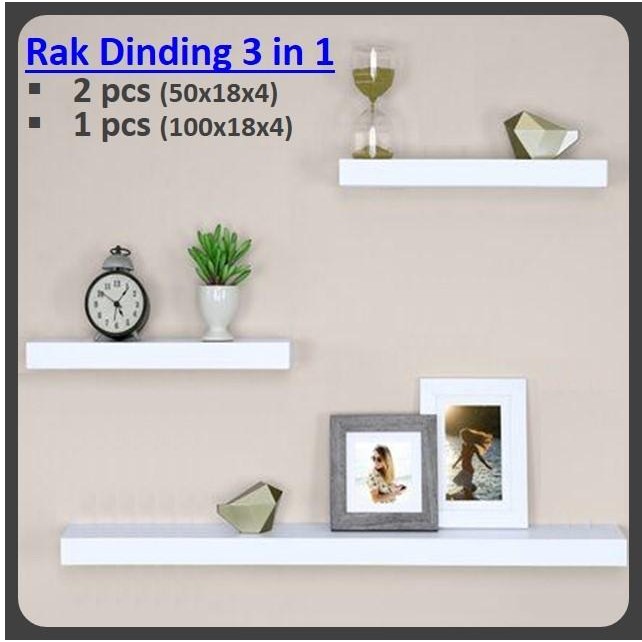 Jual Rak Dinding Minimalis (3 in 1) 50-100cm Hambalan Dinding | L=20, T ...