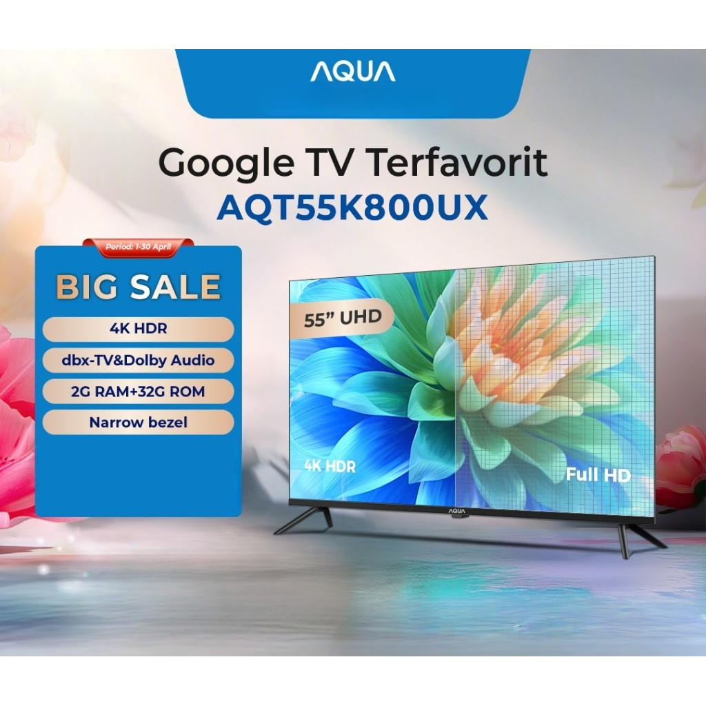 Jual TV AQUA 55 INCH AQT55K800UX - 4K HDR - GOOGLE TV - BEZEL LESS ...