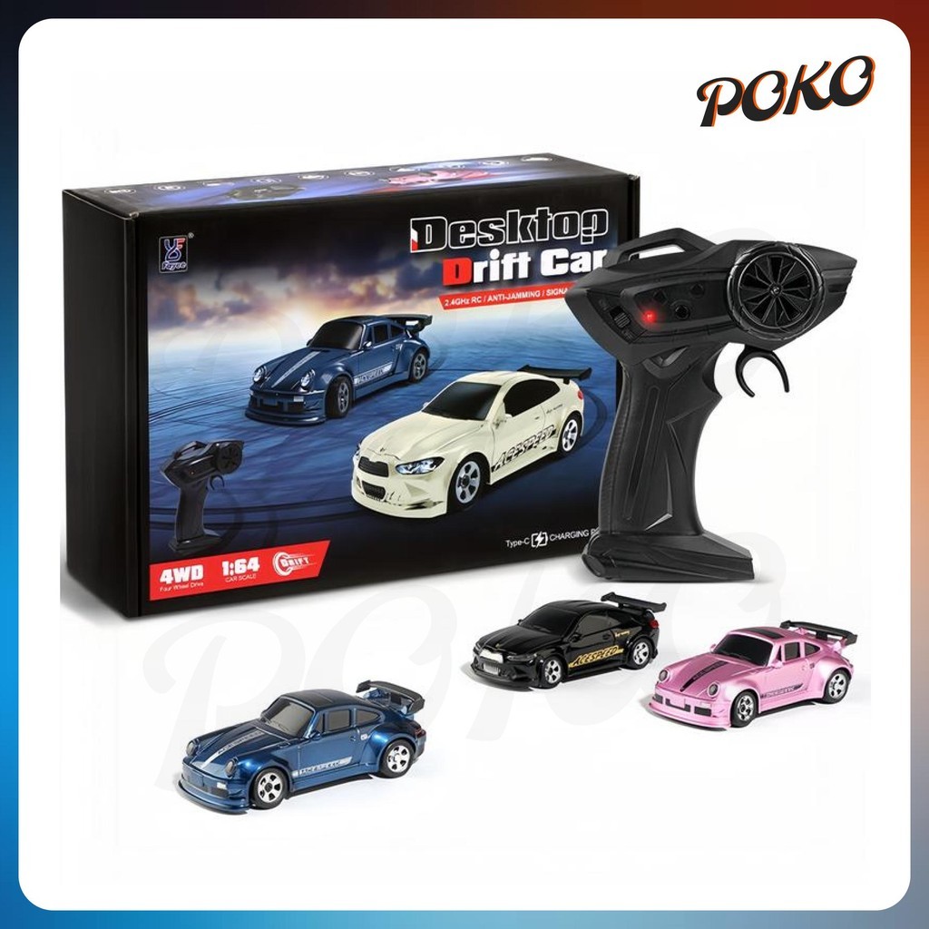 Jual Mainan Mini RC Drift Car 4WD Fayee 1/64 2,4Ghz Desktop Drift Car ...