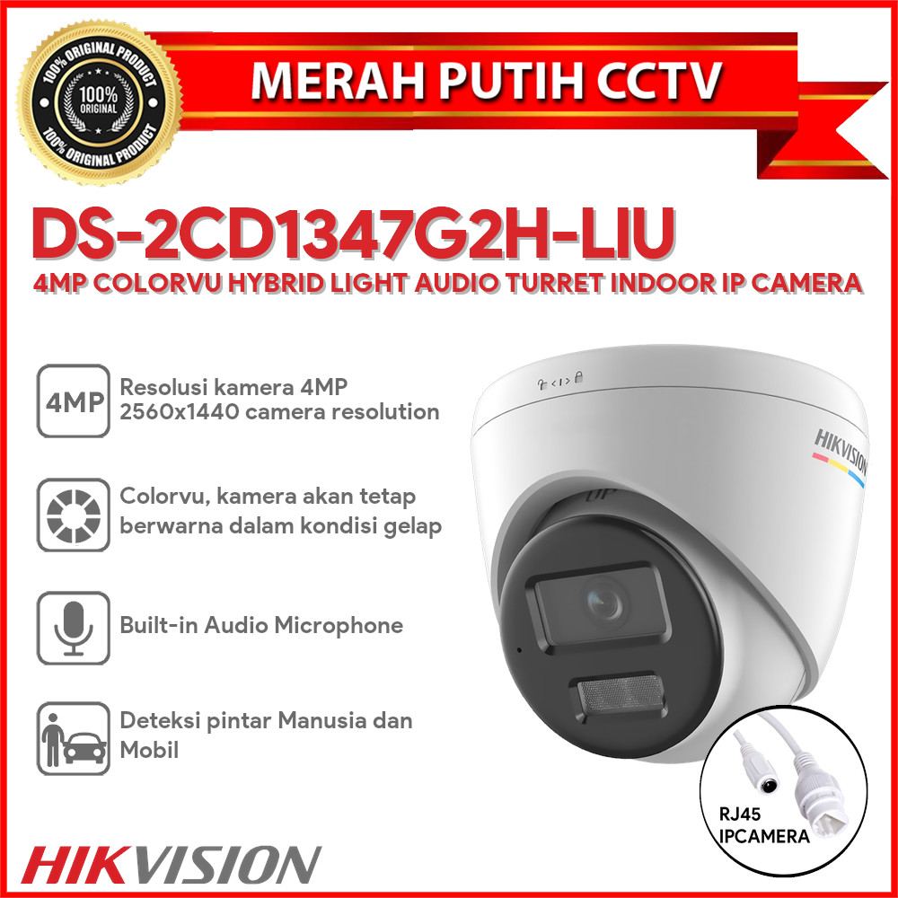 Jual HIKVISION DS-2CD1347G2H-LIU 4MP COLORVU HYBRID LIGHT AUDIO TURRET INDOOR IP CAMERA | Shopee ...