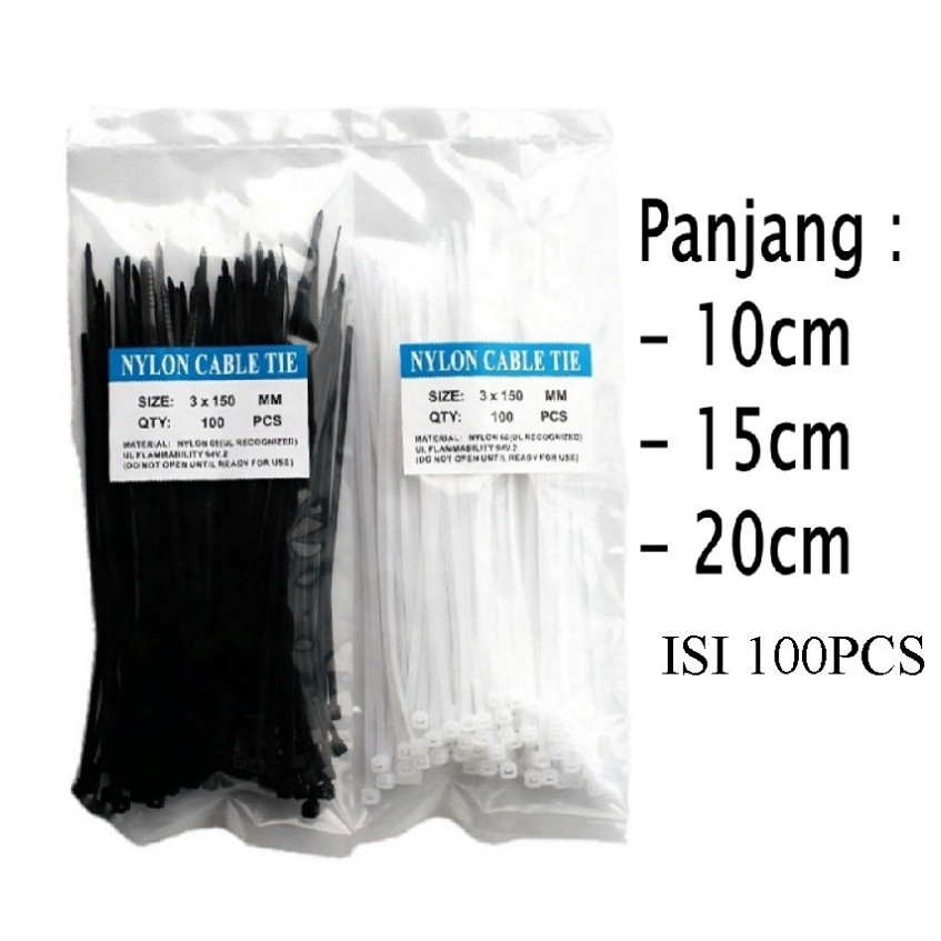 Jual Kabel Ties Kabel Tis Cable Ties 10cm 15cm 20cm Hitam Putih Isi 100 ...