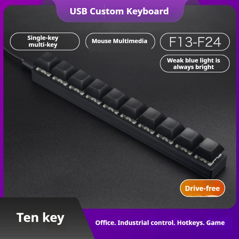 Jual Custom Ten-Key Bar Single-Row Computer Small Keyboard Game F1-F12 ...
