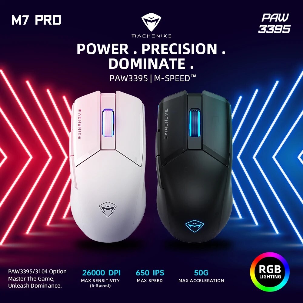 Jual Machenike M7 Pro Gaming Mouse USB Wired 2.4GHz Wireless Mouse PAW3395 26000DPI 650IPS 7 ...