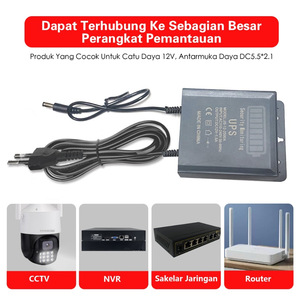 Jual New XIHANCAM UPS Mini 12V Adaptor Power DC Mini UPS CCTV Untuk ...