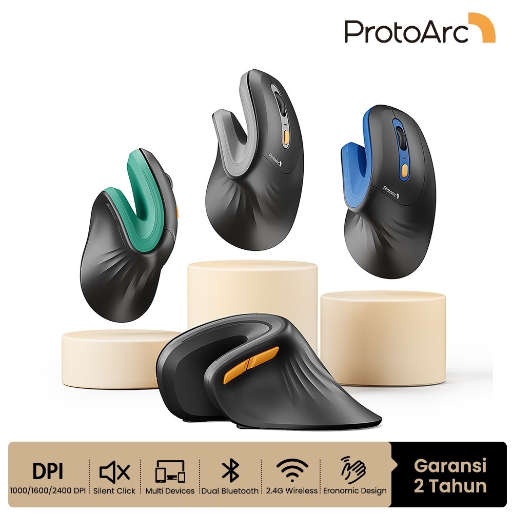 Jual ProtoArc EM11 NL Ergonomic Mouse Wireless 2.4G + Dual Bluetooth ...