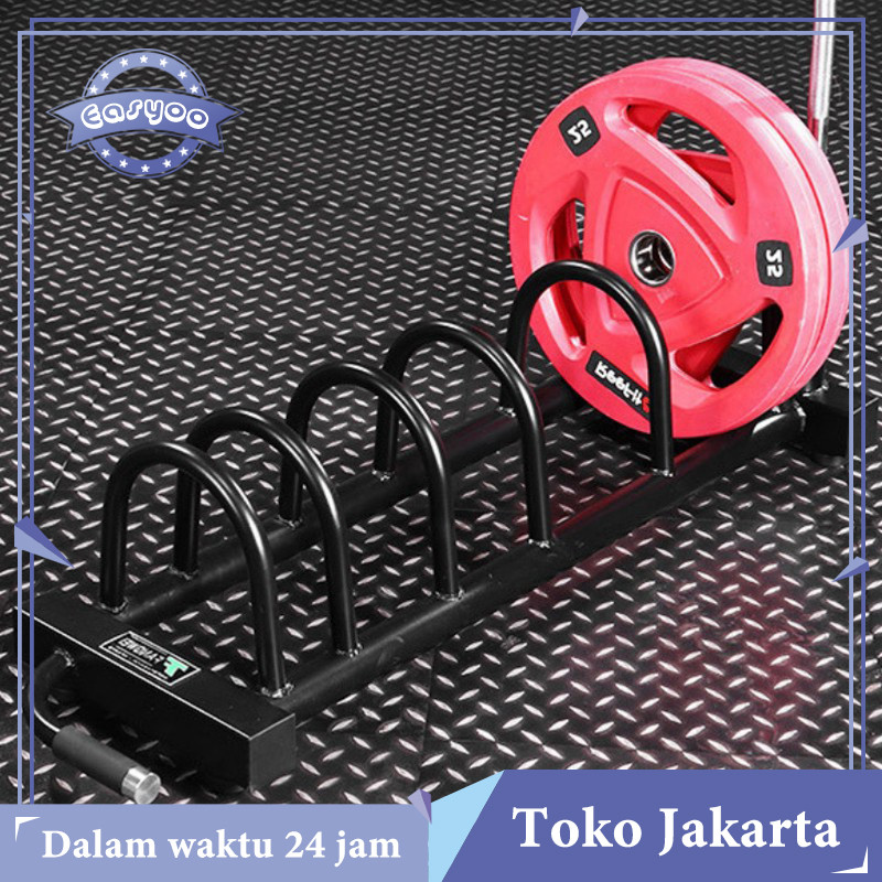 Jual Horizontal Barbell Bumper Plate Rack Holder Olympic Bar Storage ...