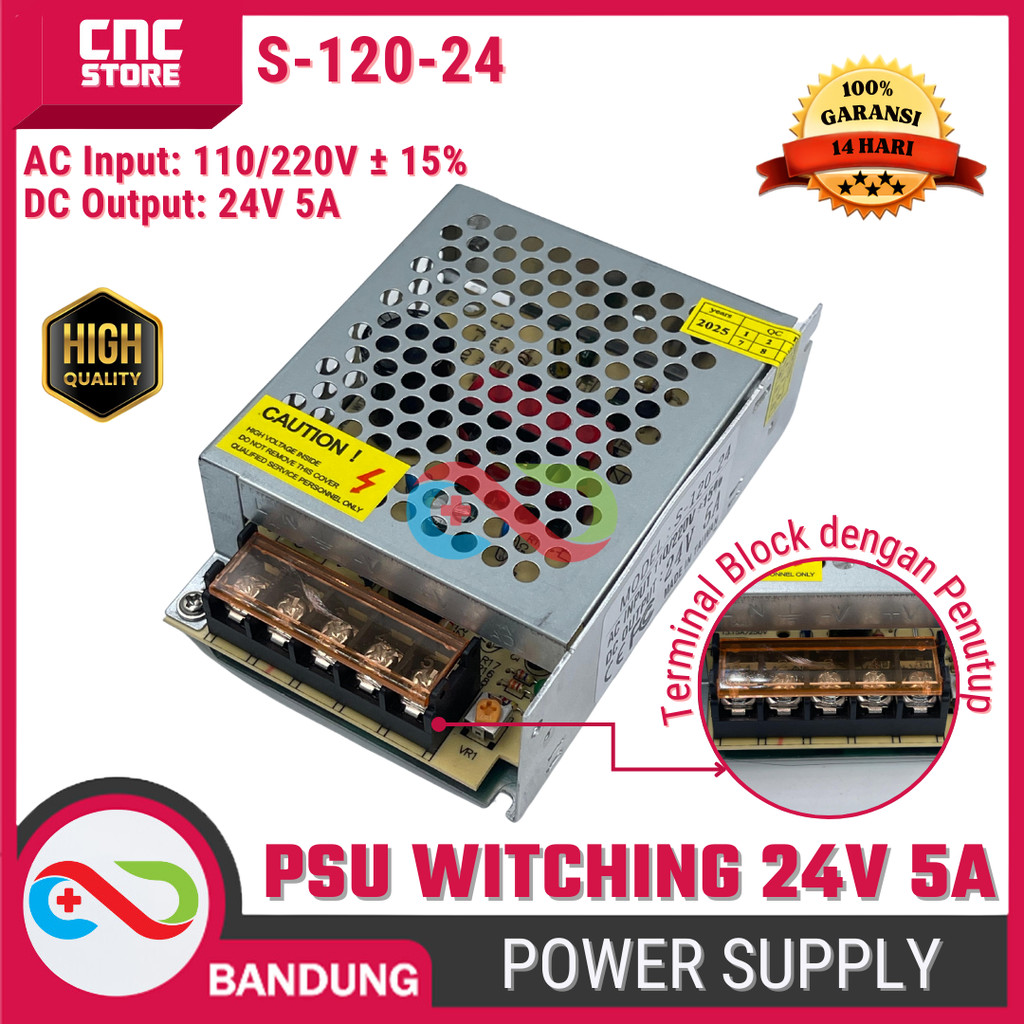 Jual Power Supply Switching PSU 24V 5A – Adaptor Jaring 24V 5A Kecil ...