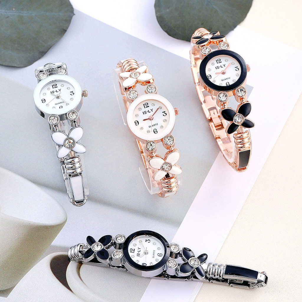 Jual Jam Tangan Kuarsa Wanita Bulat Dial Kecil Berlian Modis Rantai ...