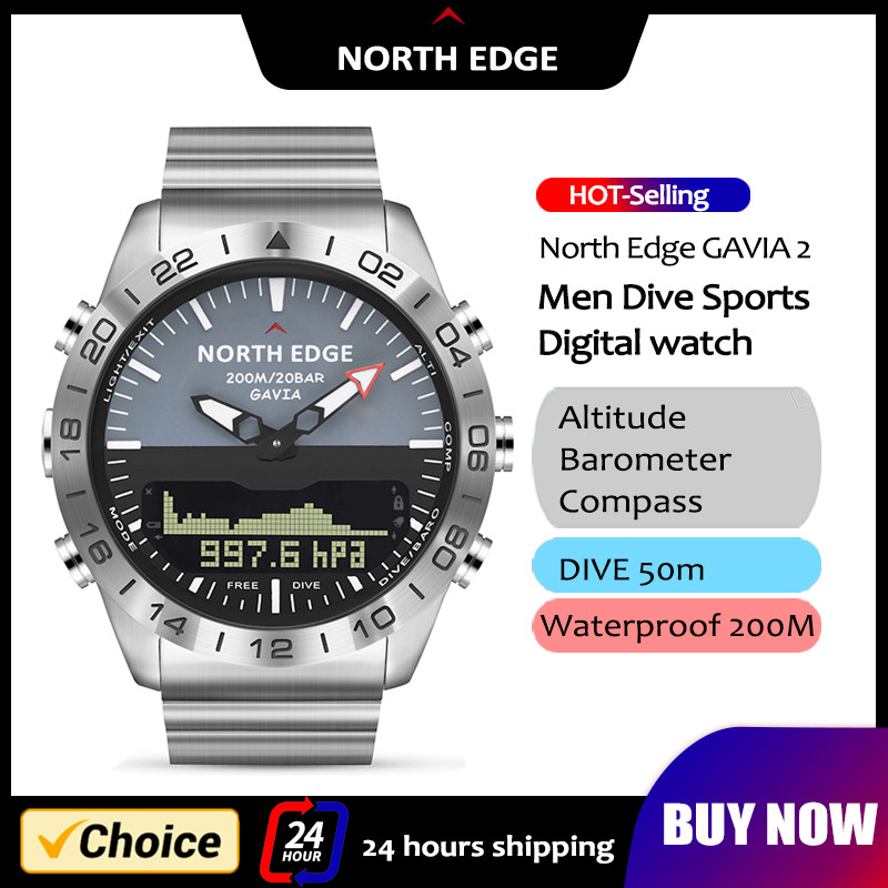 Jual NORTH EDGE Mens Dive Watch Military Army Luxury Full Steel ...