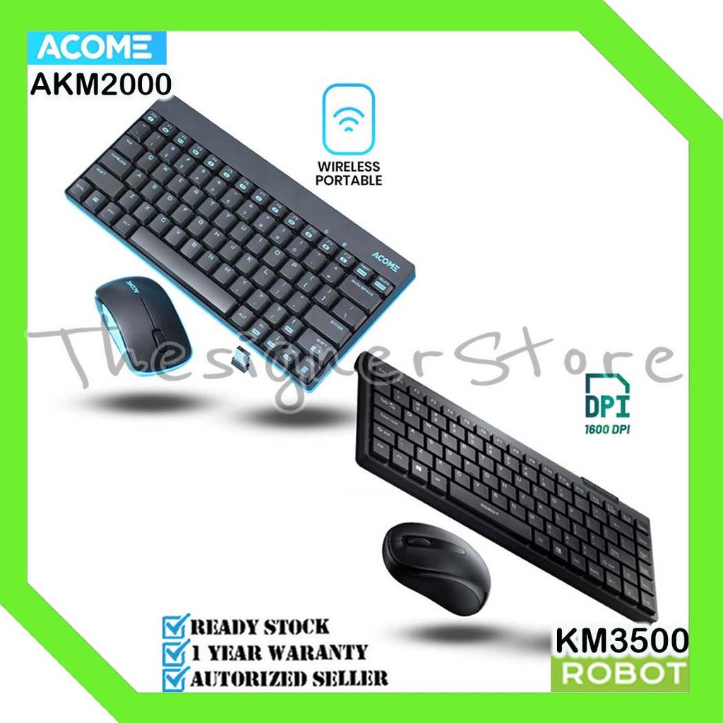 Jual Acome AKM2000 / ROBOT KM3500 Paket Keyboard Mouse Wireless Mini ...