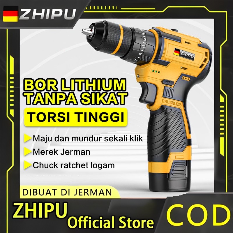 Jual HEAVY DUTY ZHIPU brushless Bor listrik cordless Bor listrik 16.8V ...