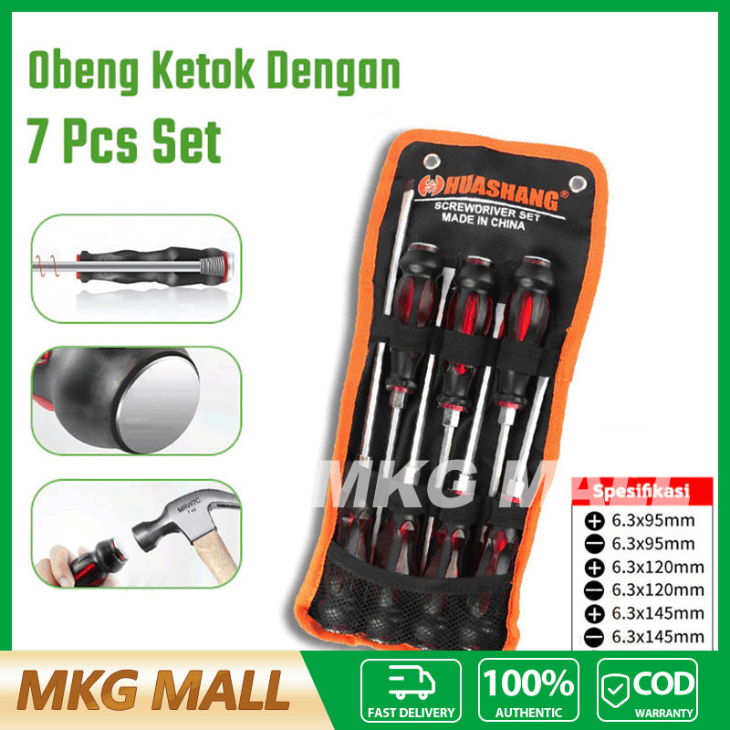 Jual Set 7 obeng ketok dengan obeng berbentuk salib hati dengan port ...