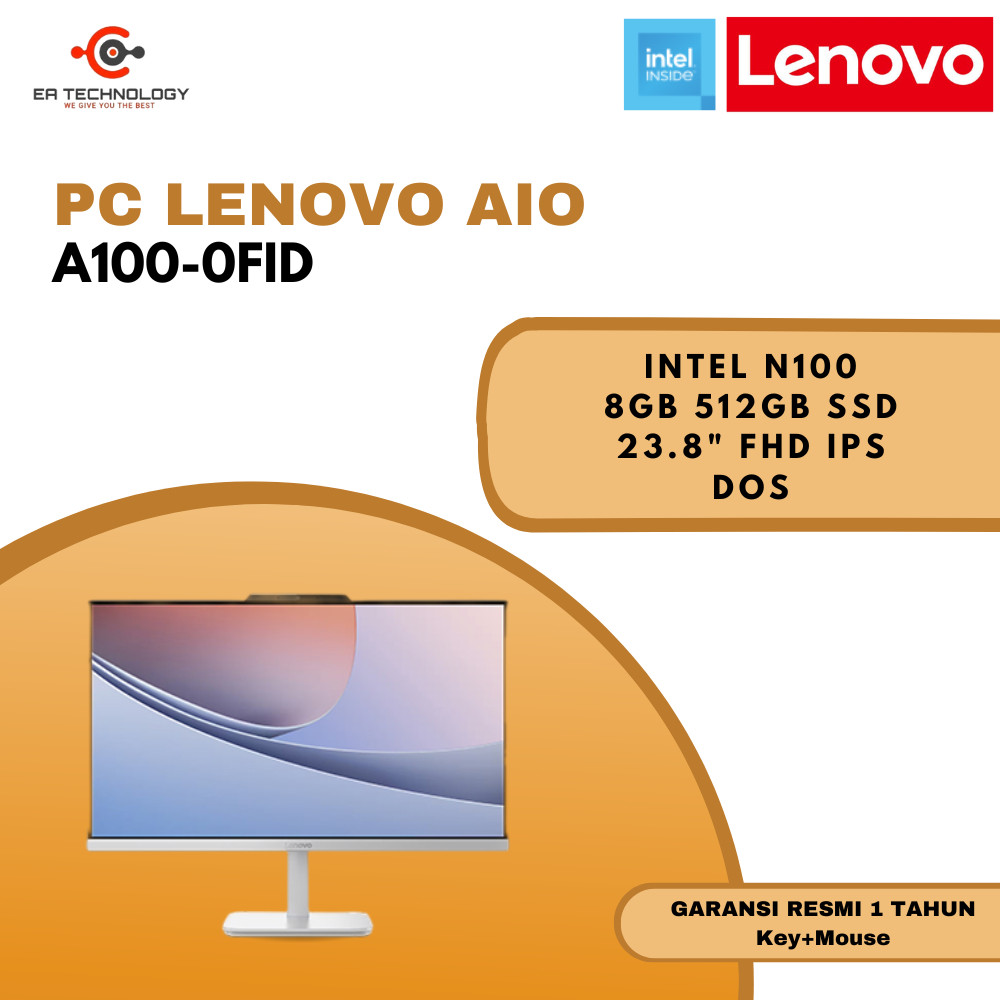 Jual PC LENOVO AIO A100-0FID Intel N100 8GB 512SSD 23.8" FHD IPS DOS ...
