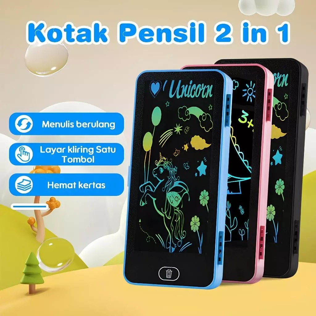 Jual (v3) Ukuran BESAR Kotak Pensil Lcd Writing 2 in 1 Drawing Box Case ...