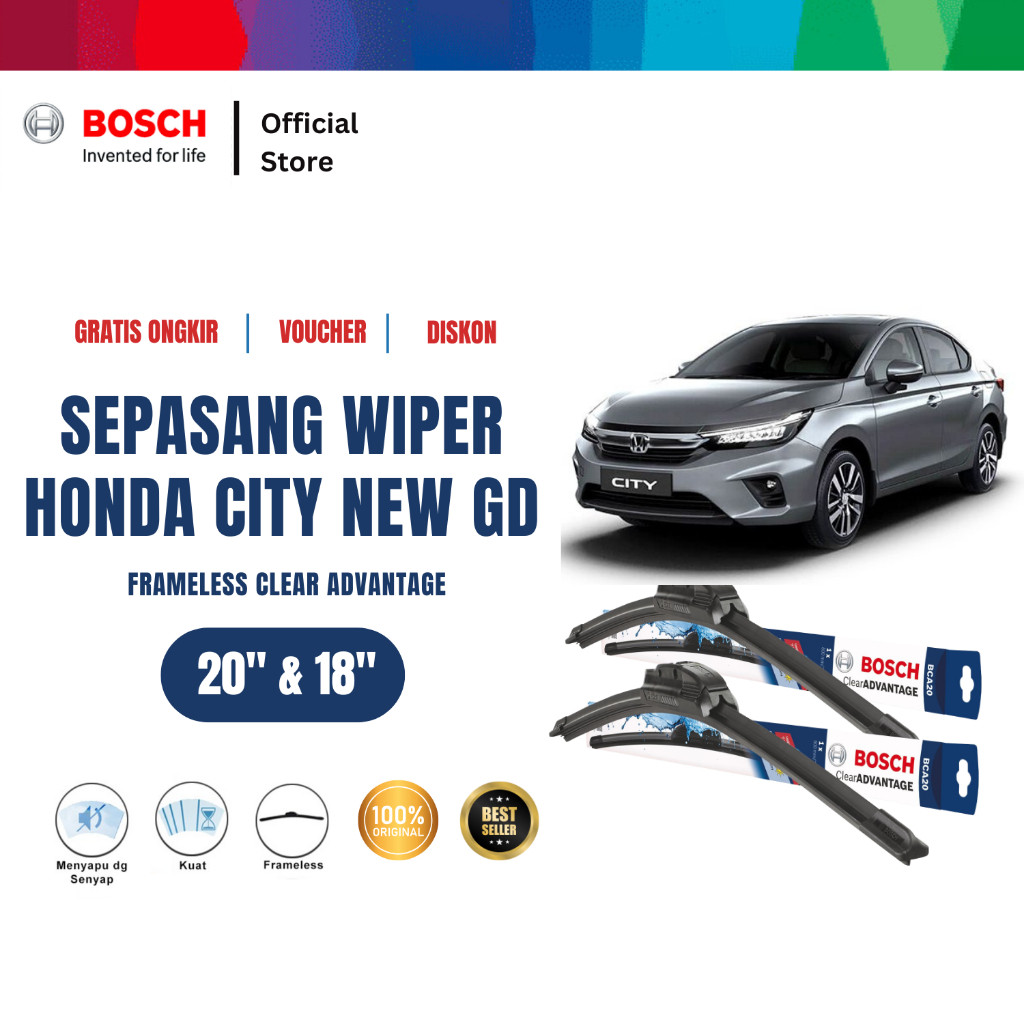 Jual Bosch Sepasang Wiper Mobil Honda City New GD Frameless Clear Advantage 20 dan 18 Inci ...