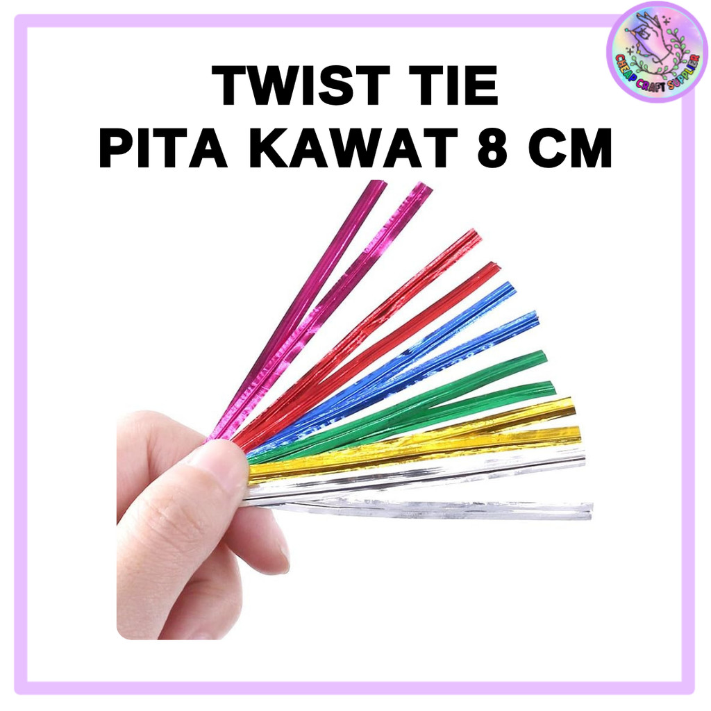 Jual Pita Kawat potong mas ikat twist tie snack Souvenir 8 cm | Shopee ...