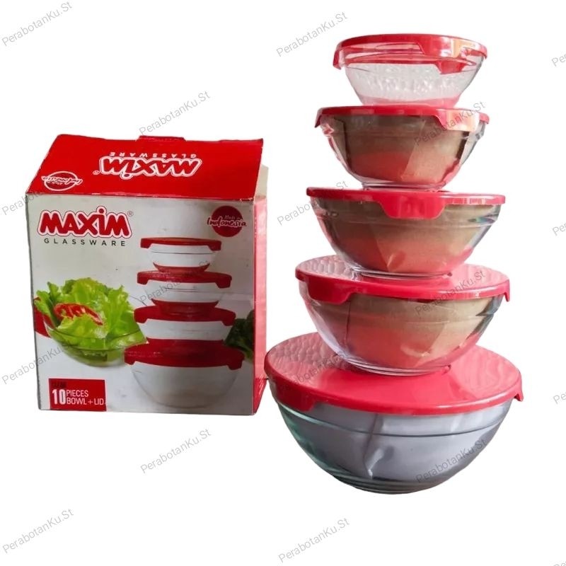 Jual MAXIM GLASSWARE BOWL + TUTUP / MANGKOK KACA SET SUSUN / RANTANG ...
