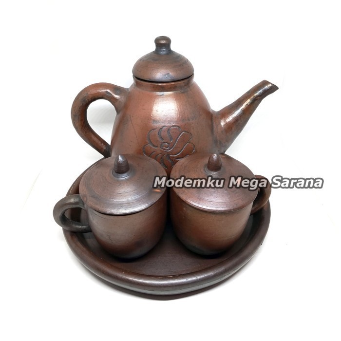 Jual Gerabahku | Set Paket Porong Tinggi + Gelas Tanah Liat Teko Teapot ...