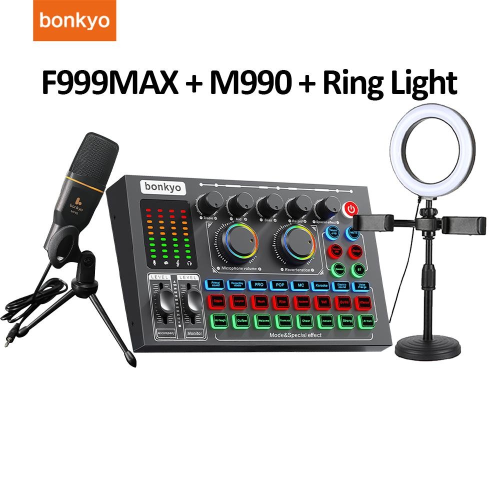 Jual Bonkyo 【Set Streaming Lengkap】sound card F999MAX + Mikrofon M990 ...