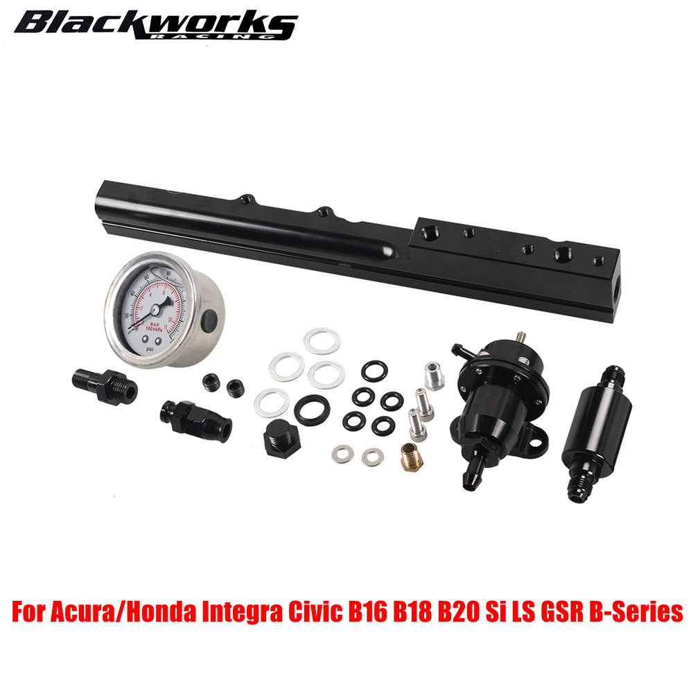 Jual Fuel Pressure Regulator Gauge Fuel Rail Kit Fit Aluminum For Acura/Honda Integra Civic B16 ...