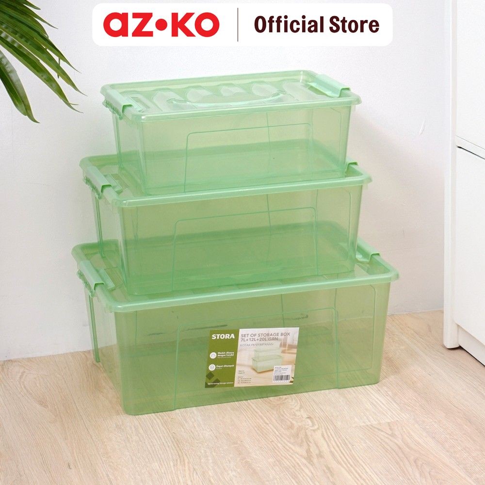 Jual AZKO Stora Set 3 Pcs Kotak Penyimpanan Transparan - Hijau ...