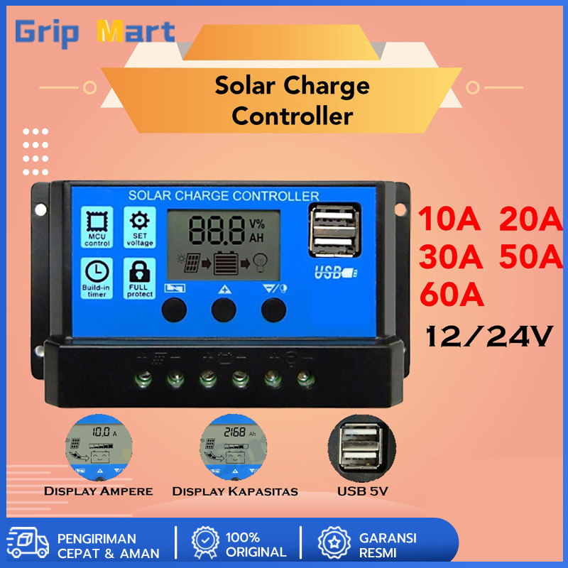 Jual Solar Charge Controller LCD LED Display Solar PWM 50A 60A 100AUSB Panel Surya Charge ...